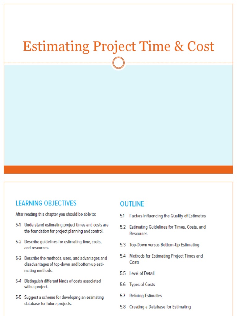 Estimating Project Time and Costs | PDF | Top Down And Bottom Up Design ...