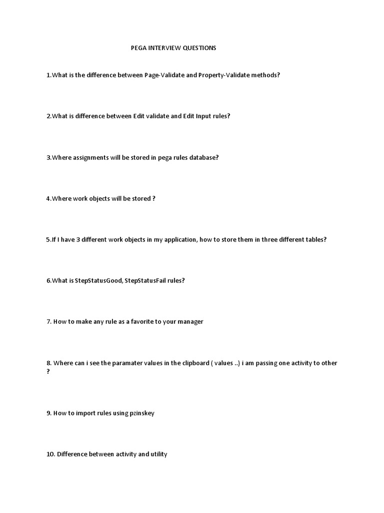 Pega Interview Questions | PDF | Class (Computer Programming) | Object ... Pega Interview Questions | PDF | Class (Computer Programming) | Object ...
