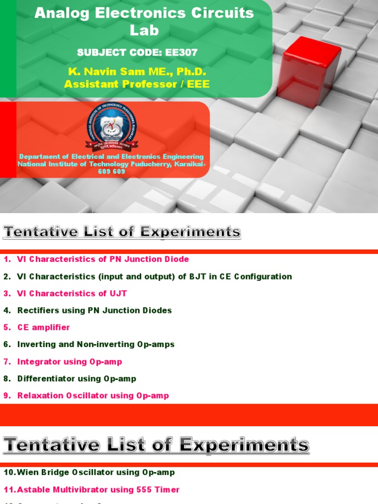 Analog Electronics Circuits Lab | PDF | Operational Amplifier ...