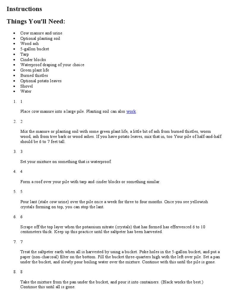 How to Make Saltpeter at Home | PDF