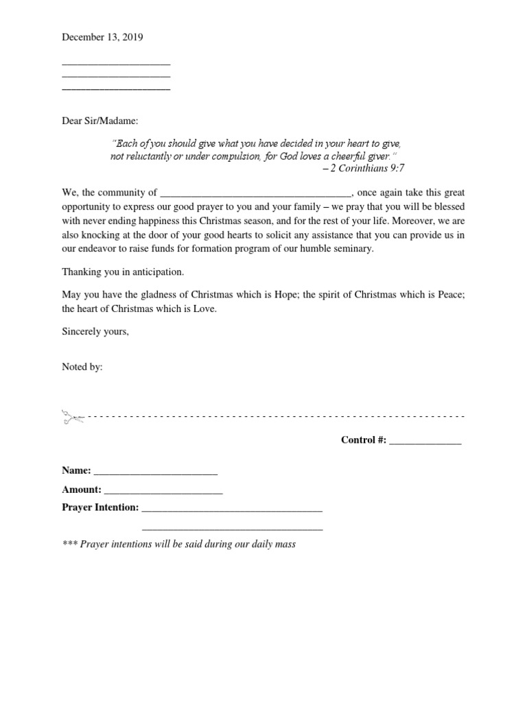 Christmas Solicitation Letter | PDF