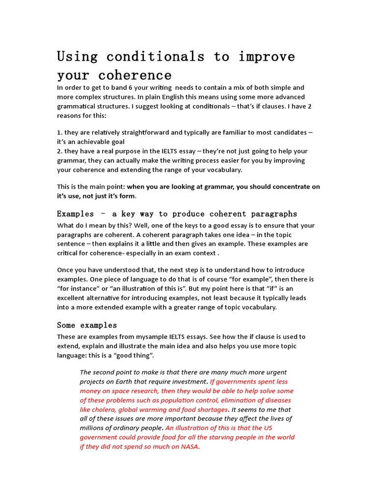 9.using Conditionals To Improve Your Coherence | PDF | Paragraph | Essays