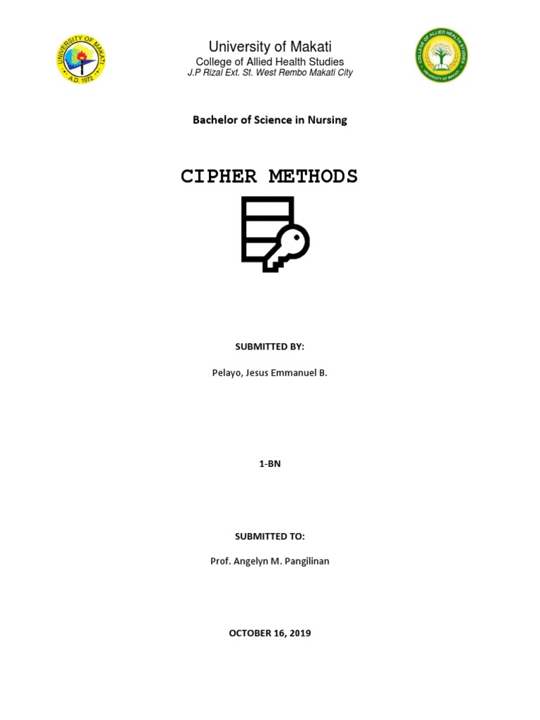 Cipher Methods Final | PDF | Cipher | Cryptography Cipher Methods Final | PDF | Cipher | Cryptography
