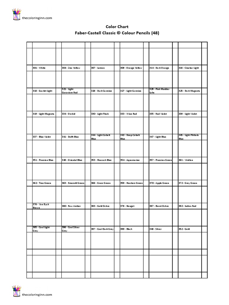 Color Chart Faber Castell Classic Colour 48 1 PDF | PDF