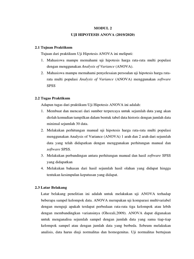 Laporan Statistika Industri 2 Anova | PDF