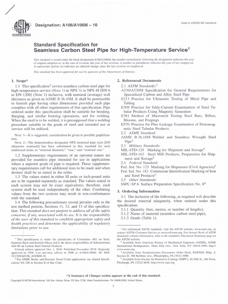 Astm A106 Standard Specification PDF | PDF