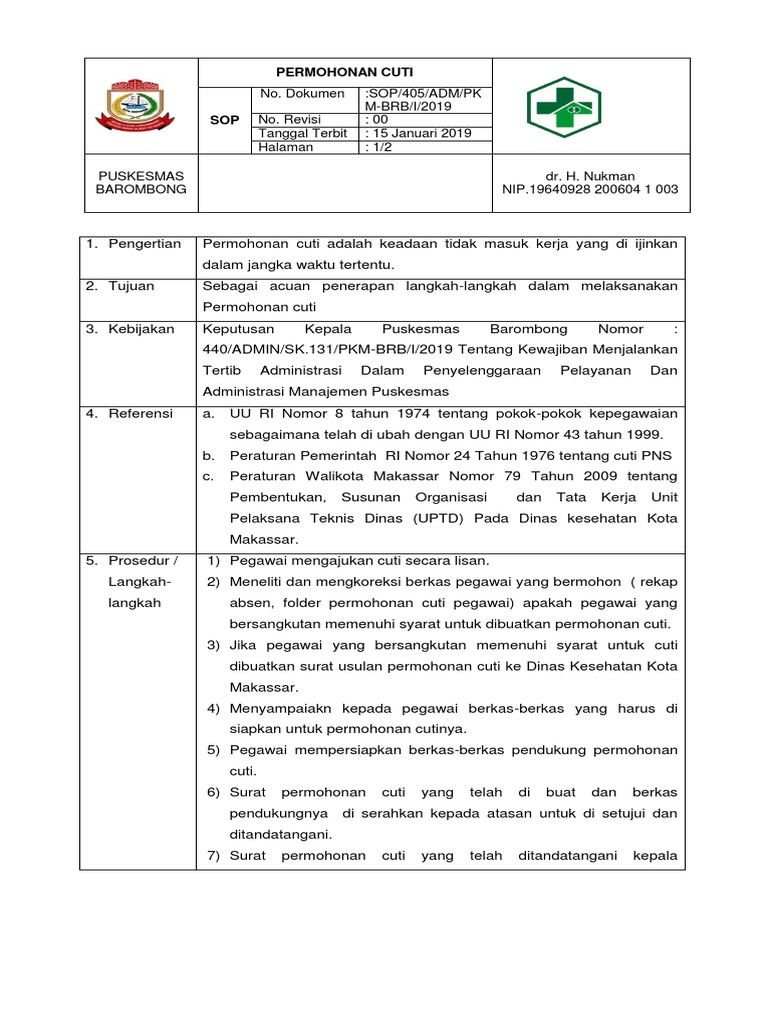 SOP Permohonan Cuti FIXX | PDF