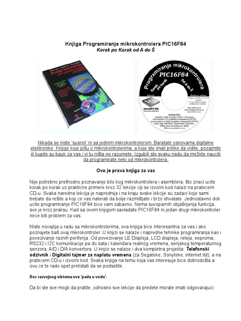 Knjiga Programiranje Mikrokontrolera PIC16F84 | PDF