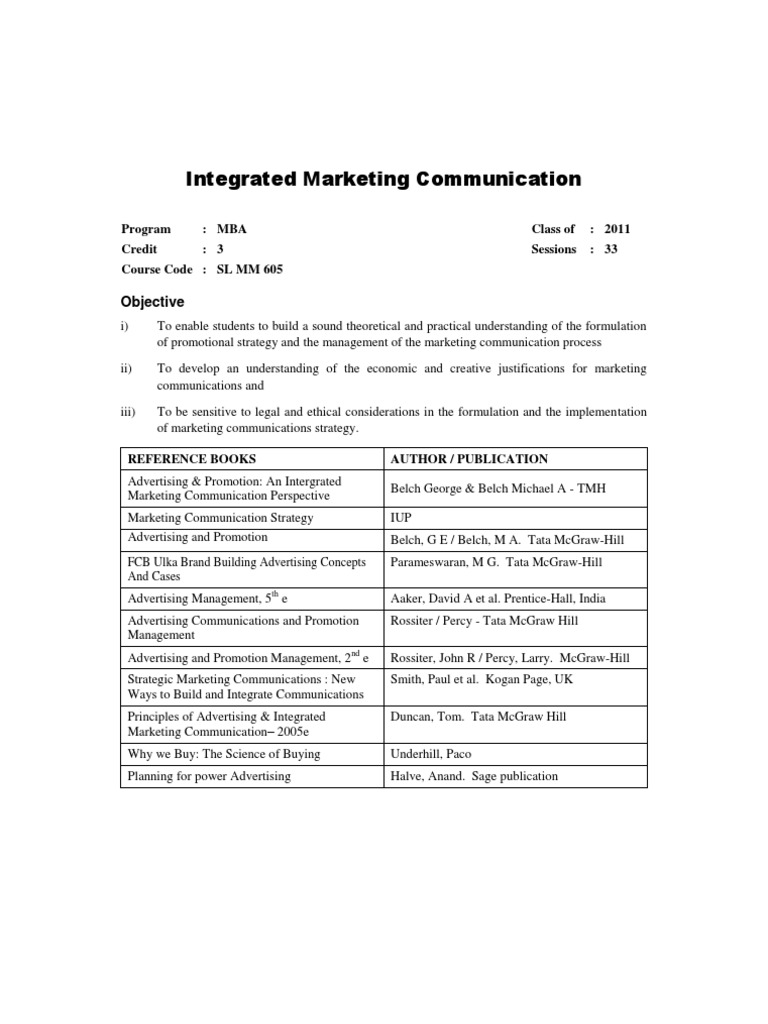 Integrated Marketing Communication | PDF | Marketing Communications ...