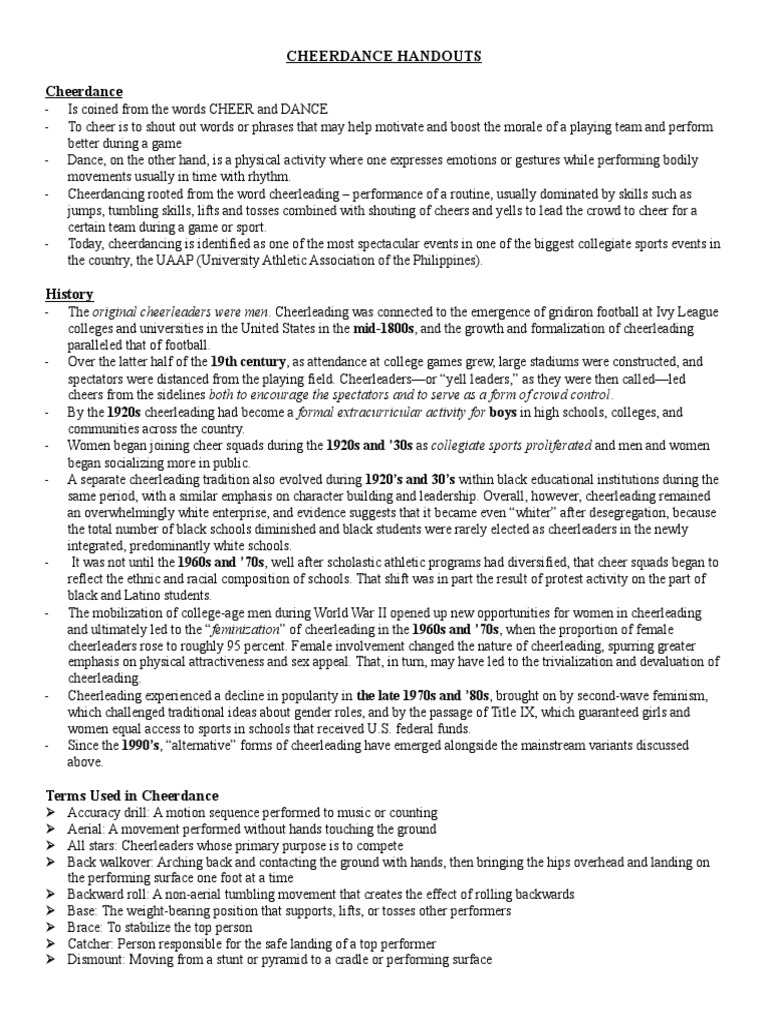 Cheerdance Handouts 1 | PDF | Cheerleading | Foot