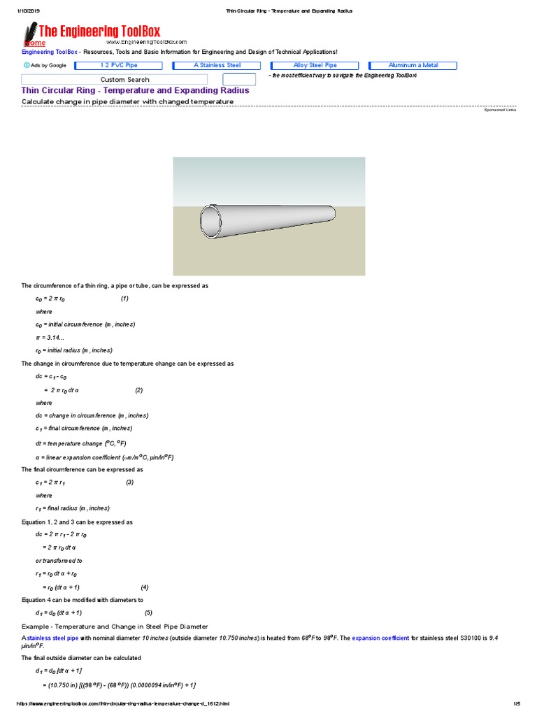 Temperature and Expanding Radius of Pipe | PDF | Thermal Expansion ...