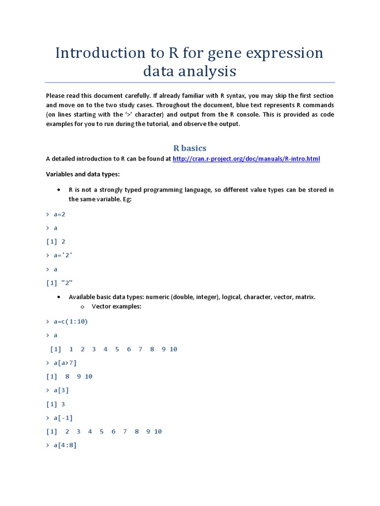 Introduction To R For Gene Expression Data Analysis | PDF | Dna Microarray | Programming Language
