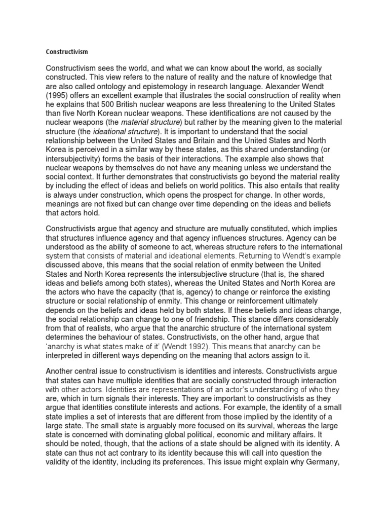 Constructivism On International Relations | PDF | Philosophical ...