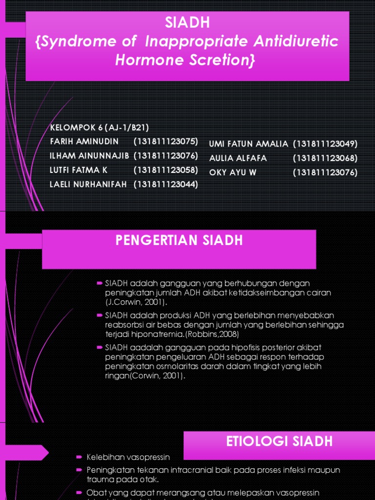 Pemahaman SIADH dan Penanganannya | PDF