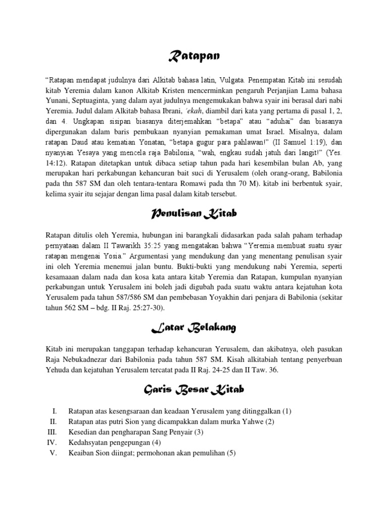 Sejarah dan Pesan Kitab Ratapan | PDF | Sejarah | Agama & Spiritualitas