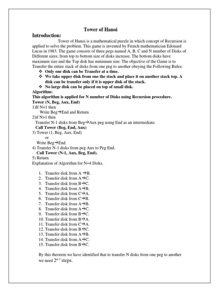 Tower of Hanoi PDF | PDF | Algorithms And Data Structures | Computer Programming