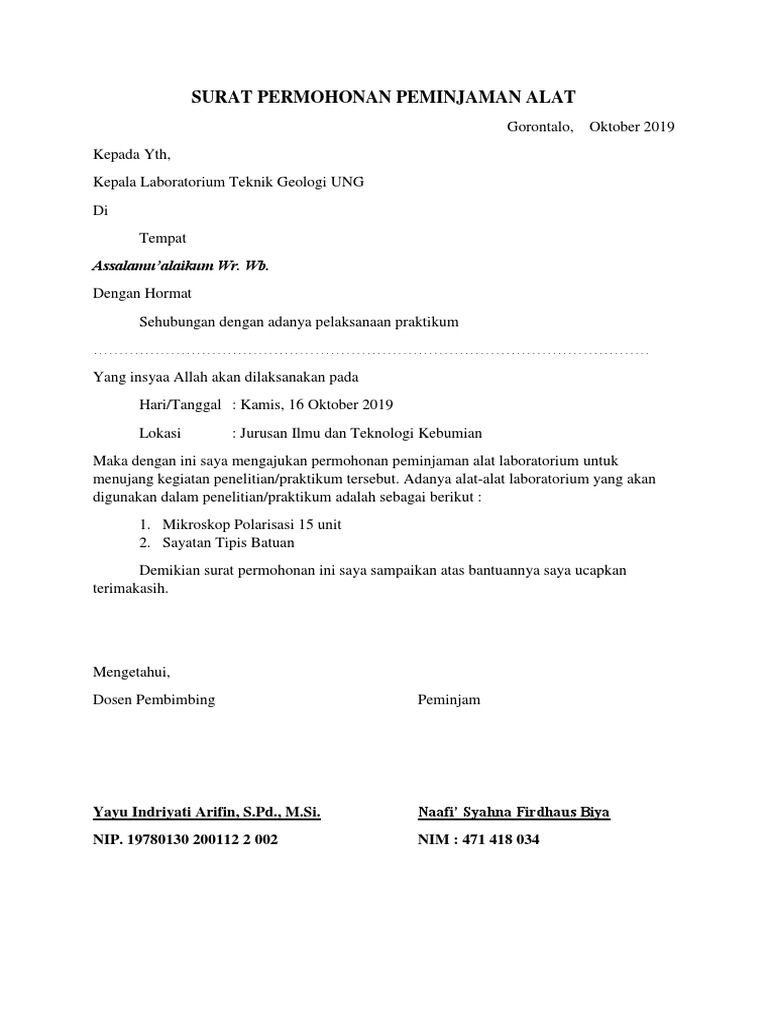Surat Permohonan Peminjaman Alat | PDF | Kesehatan Holistik | Komputer