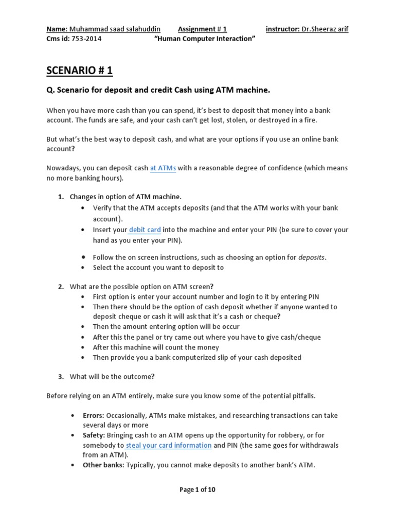All Hci Scenario Solved | PDF | Automated Teller Machine | Computing