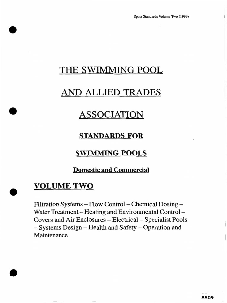 SPATA Swimming Pool Standards Overview | PDF | Filtration | Swimming Pool
