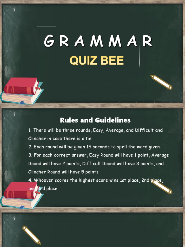 Grammar Quiz Bee | PDF | Grammatical Tense | Verb