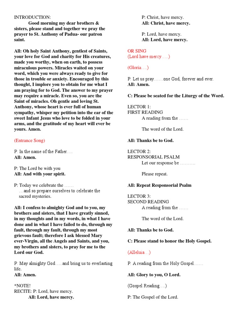 Commentator's Guide English | PDF | Eucharist | Prayer