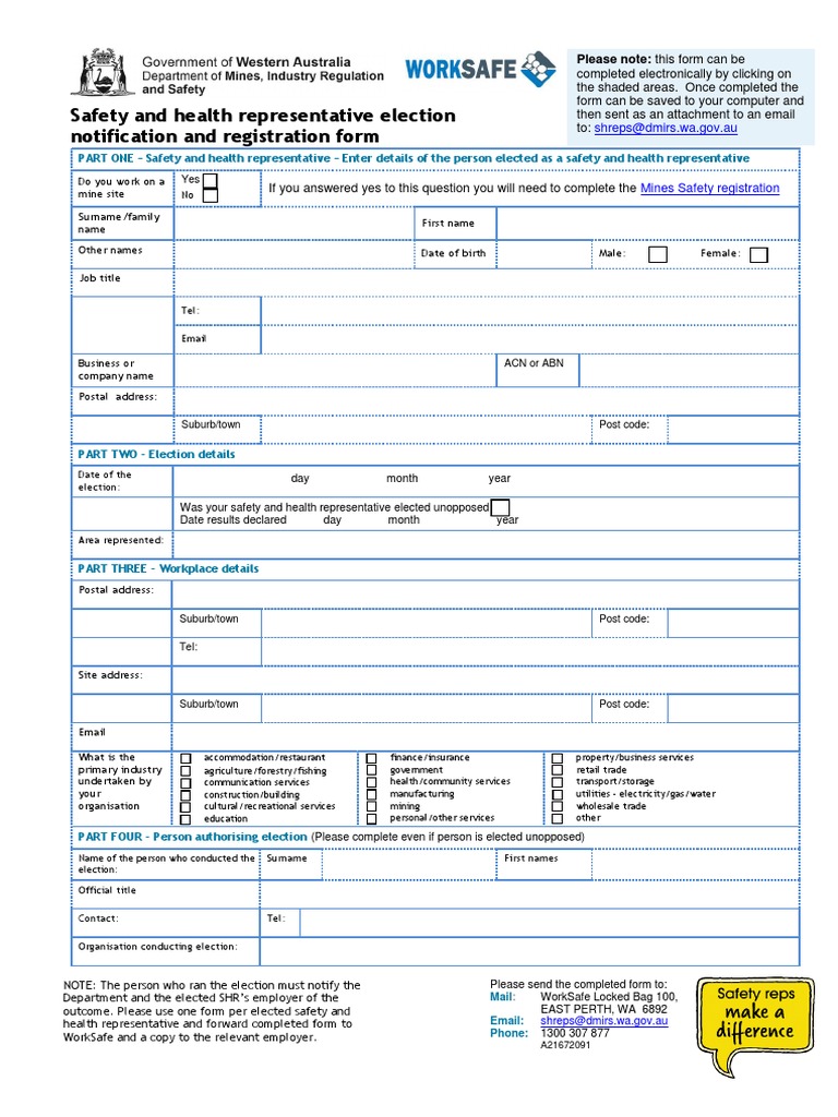 Safety and Health Representative Form3 PDF | PDF | Business