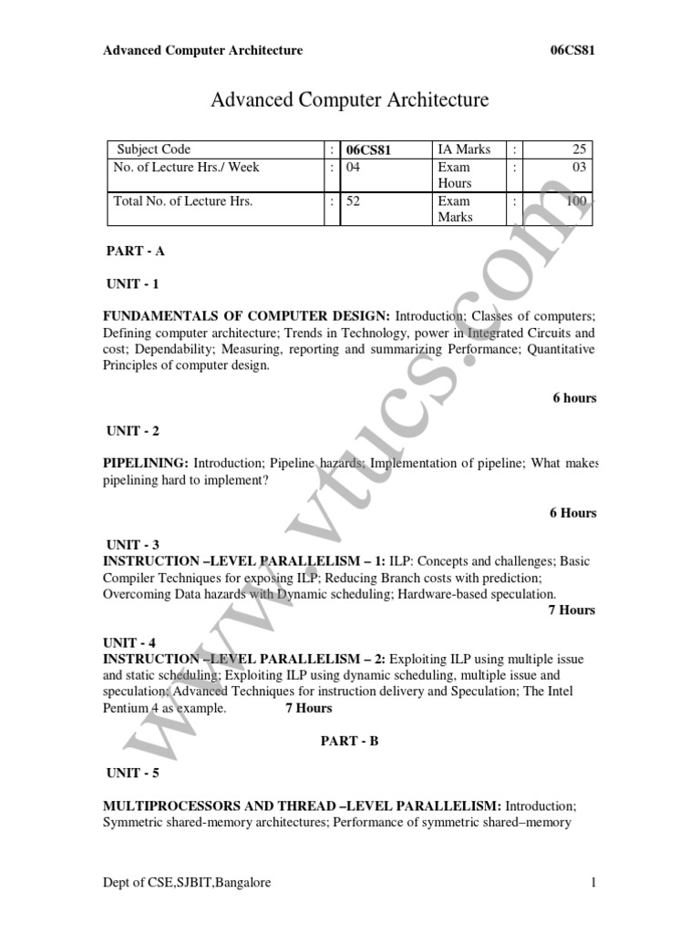 Advanced Computer Architecture Course | PDF | Central Processing Unit | Parallel Computing