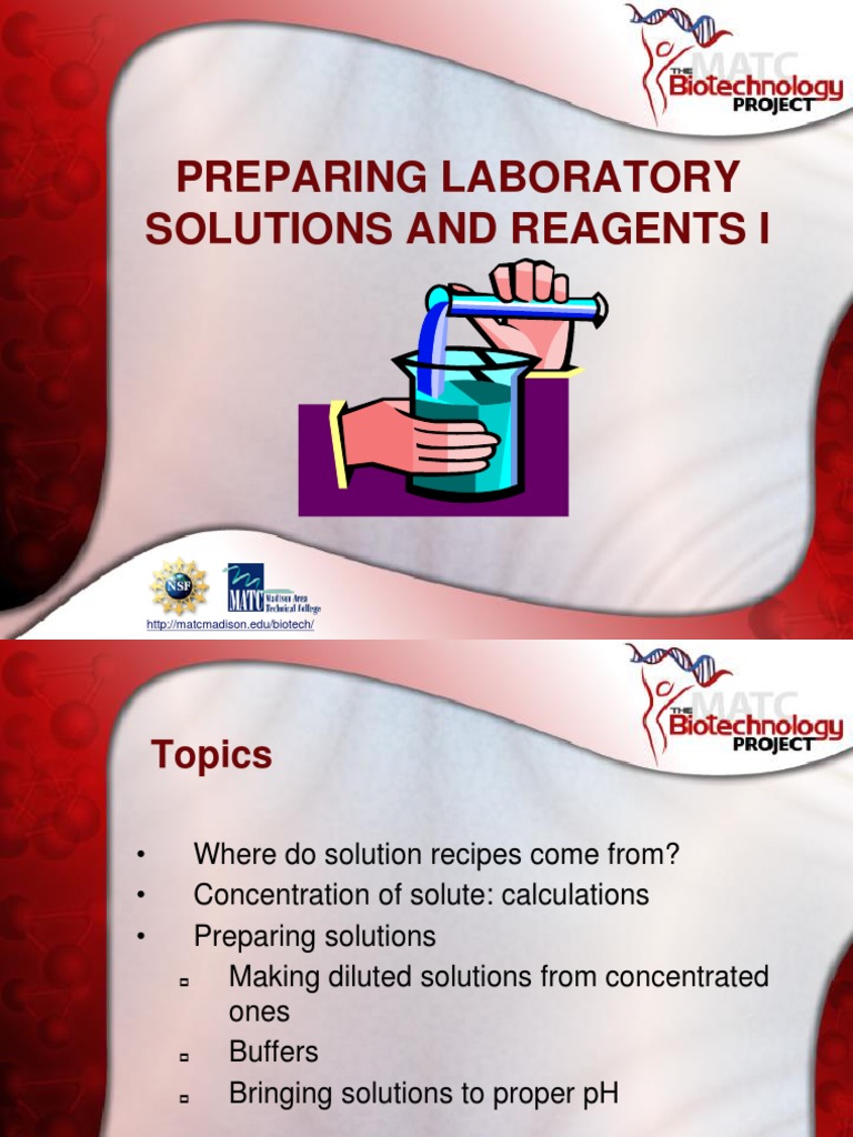 Preparing Laboratory Solutions and Reagents I | PDF | Mass ...