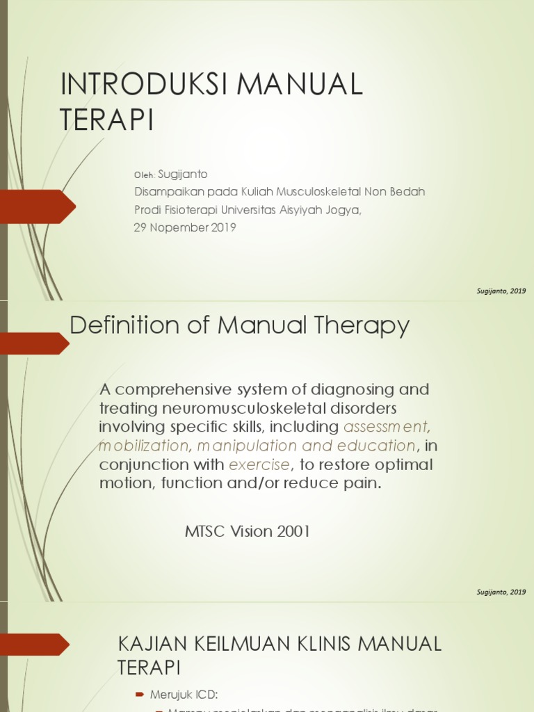 Introduksi MANUAL TERAPI Dan Musculoskeletal PDF | PDF