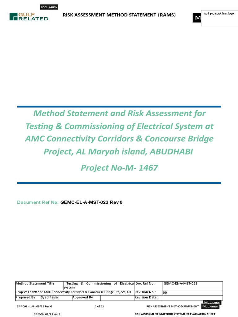 MS For Testing and Commissioning of Electrical System | PDF | Personal ...