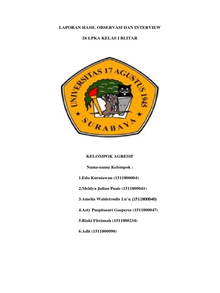 Laporan Hasil Observasi Dan Interview Lpka Blitar | PDF