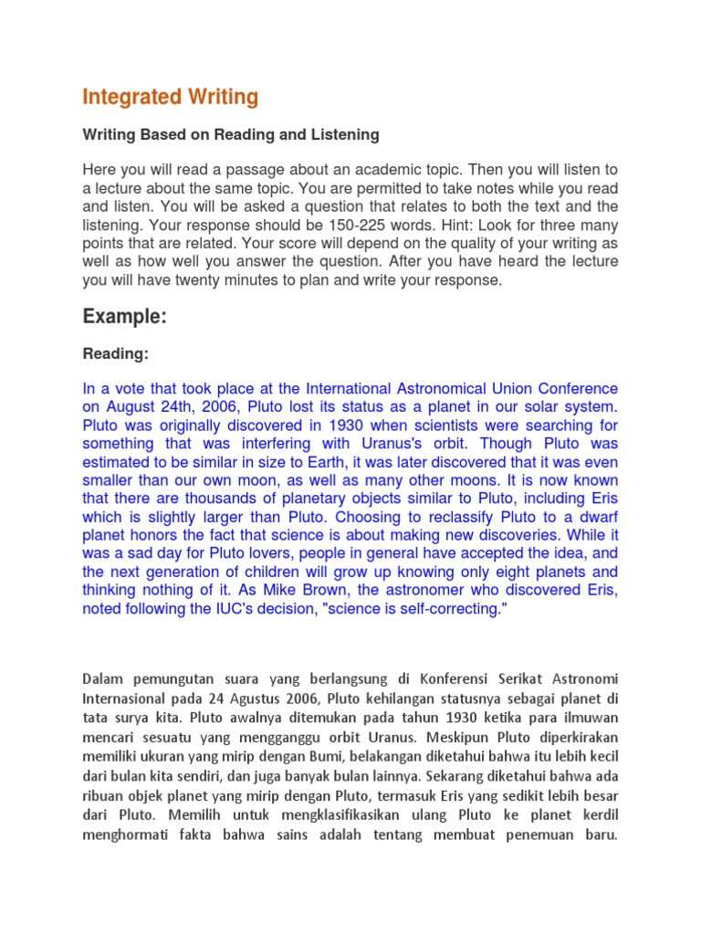 Integrated Writing | PDF | Pluto | Planets