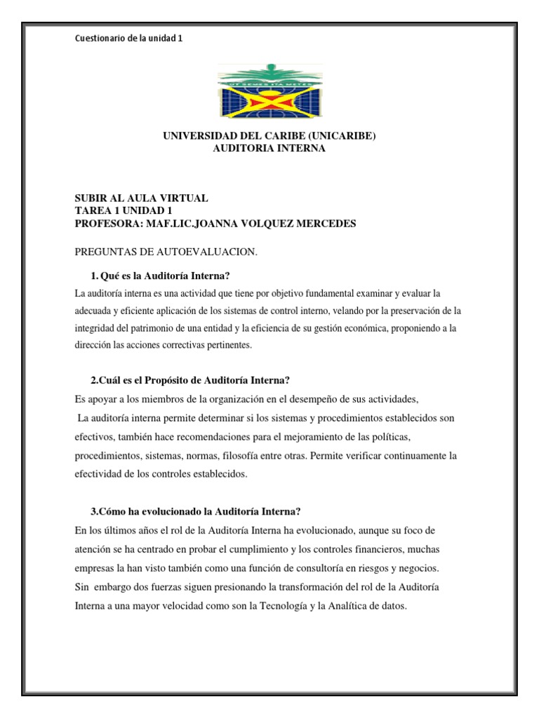 Practica 1 de Auditoria Interna | PDF | Auditoría | Contralor