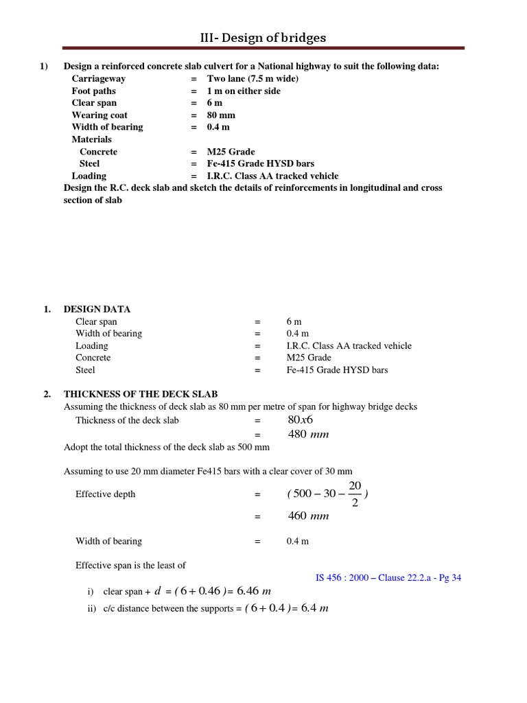 Design of a Reinforced Concrete Slab Culvert for a National Highway ...