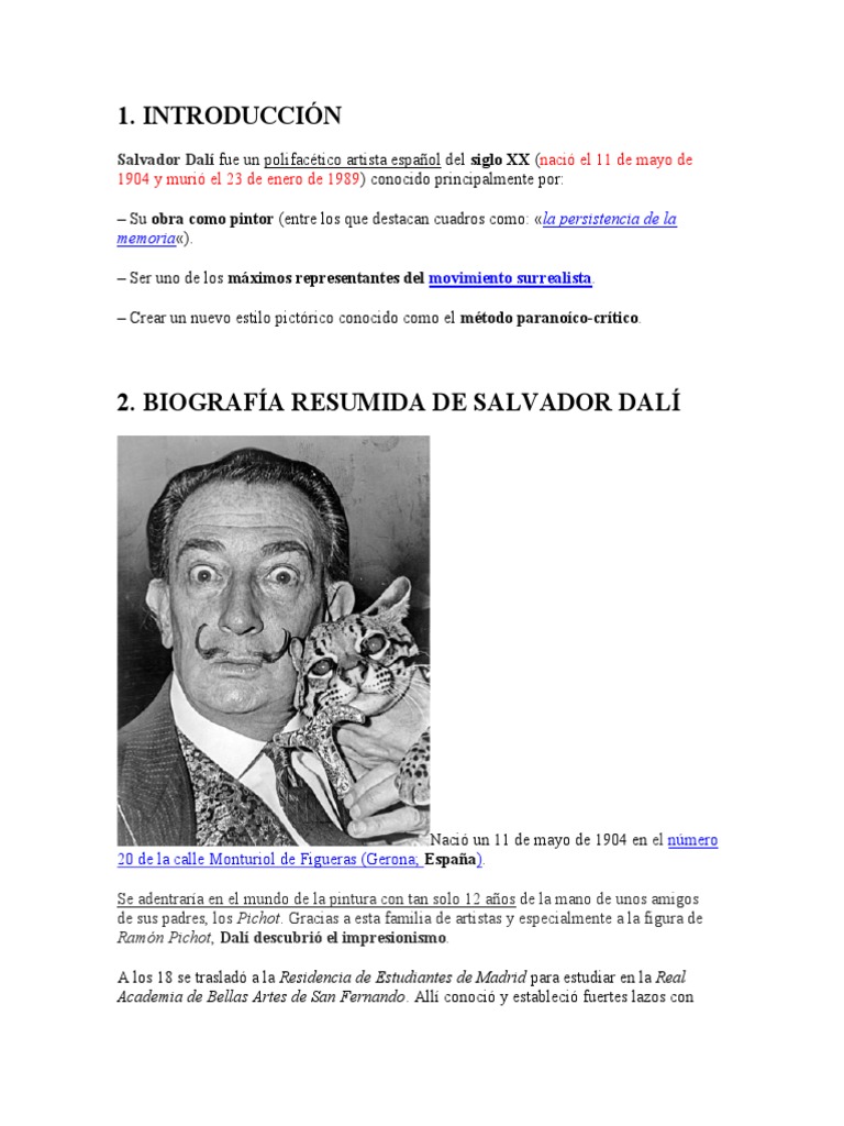 Biografía resumida de Salvador Dalí | PDF | Salvador Dalí | Pinturas