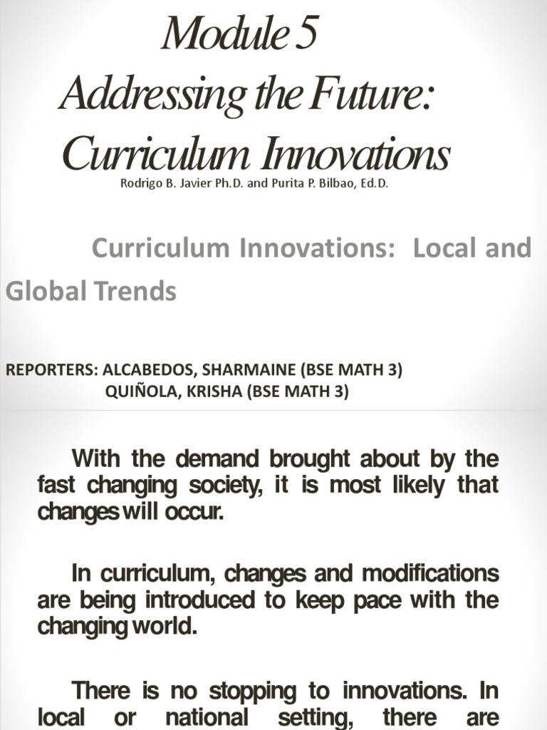 Curriculum Innovation 1 | PDF | Curriculum | Secondary Education