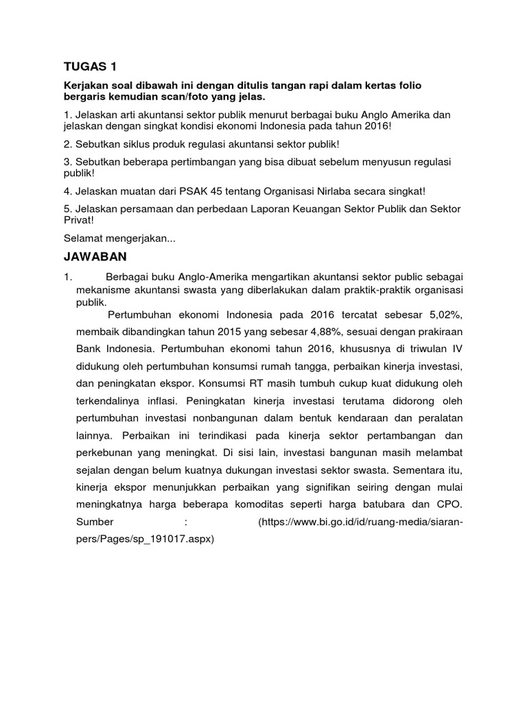 Tugas Akuntansi Sektor Publik-UT-DRR | PDF | Pengelolaan Keuangan & Uang