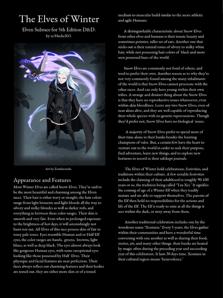 The Elves of Winter 5e v11 | PDF | Elf (Dungeons & Dragons)