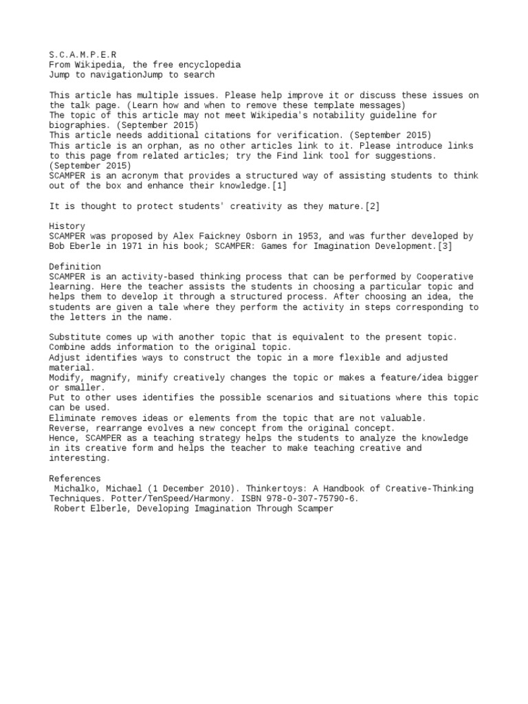 SCAMPER | PDF | Career & Growth