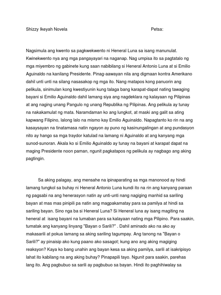 Heneral Luna Reaksyon Paper | PDF