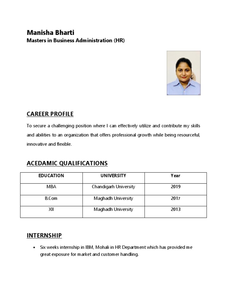 Manisha Bharti Resume 1 | PDF