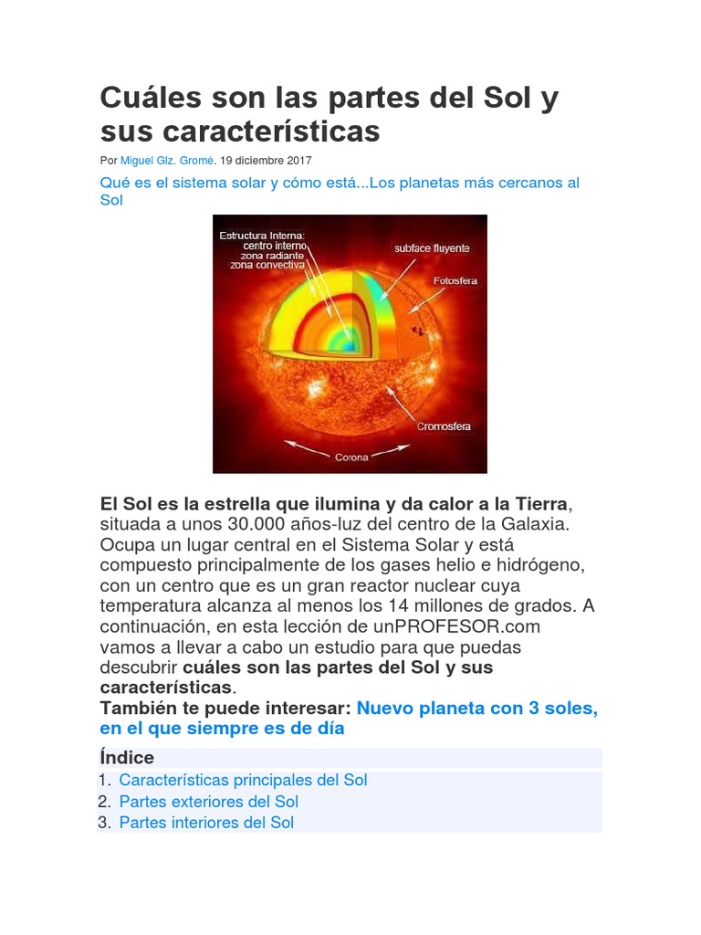 las partes del Sol y sus características | PDF | Corona | Dom
