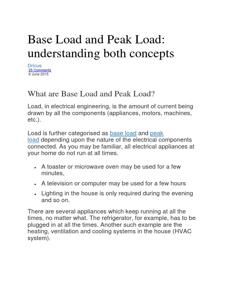 Base Load and Peak Load | PDF | Power Station | Renewable Resources