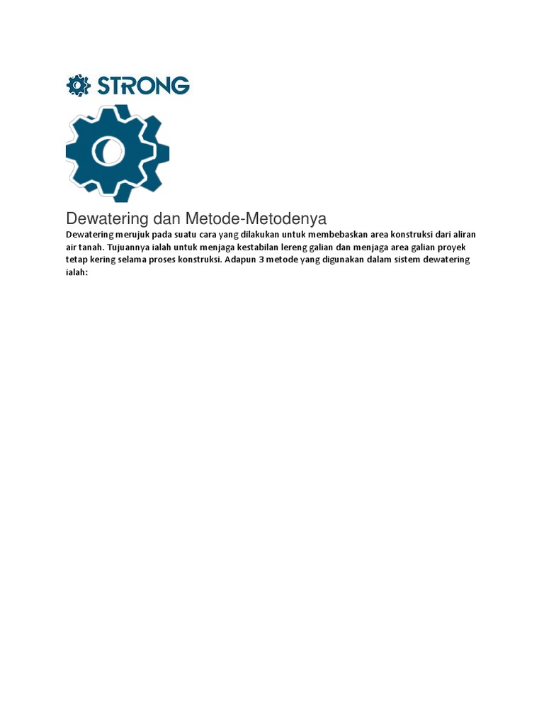 Dewatering Cara Pemasangan Dan Metode Kerja | PDF