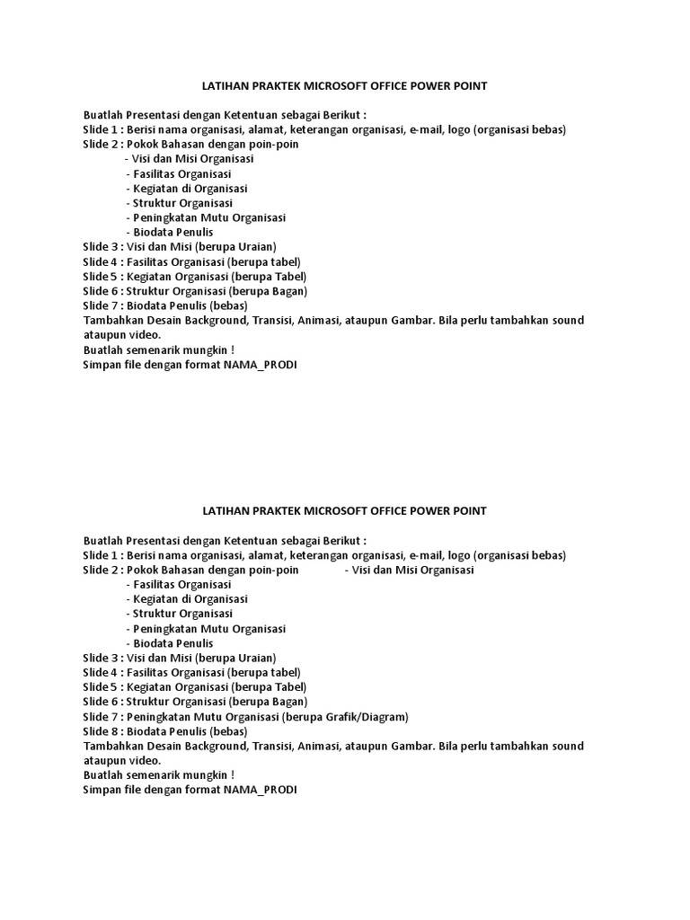 Latihan Praktek Microsoft Office Power Point Pdf