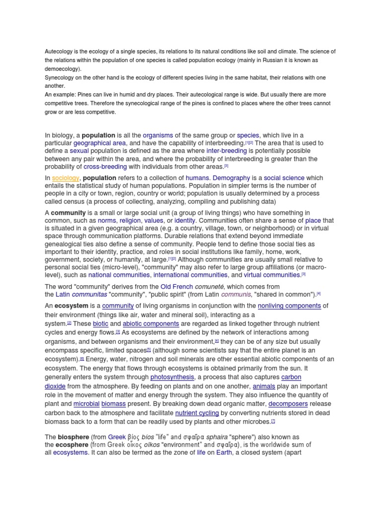 Autecology Is The Ecology of A Single Species | PDF | Leaf | Ecosystem