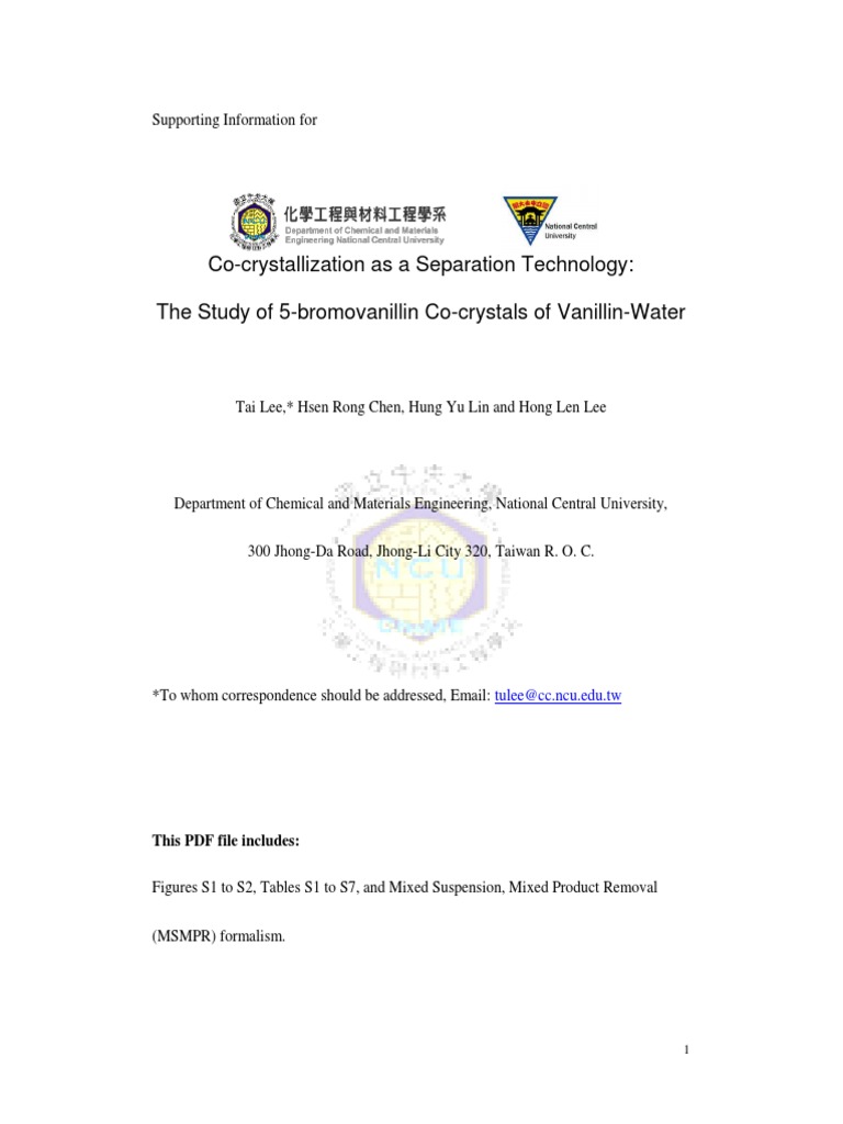 Co-Crystallization As A Separation Technology: The Study of 5 ...
