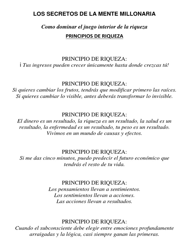 Principios de Riqueza | PDF | Felicidad | Riqueza