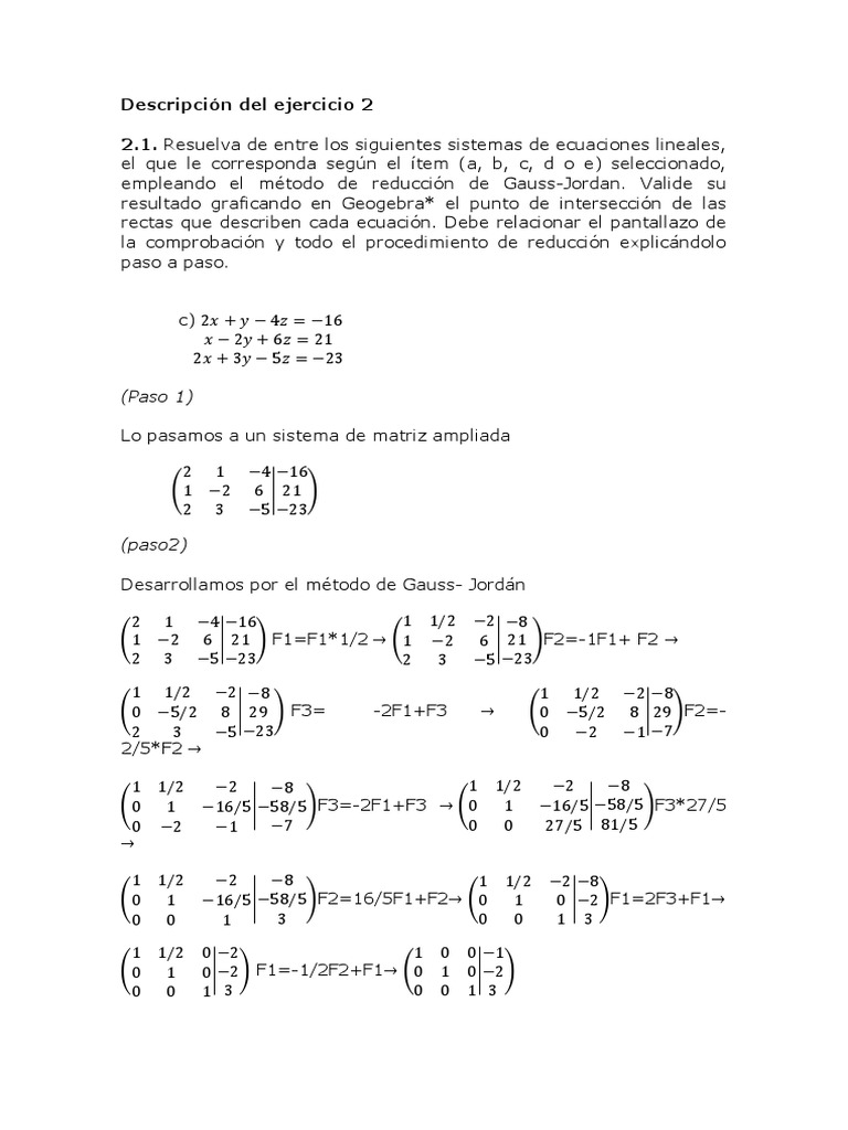 Ejercicio 2 Algebra | PDF