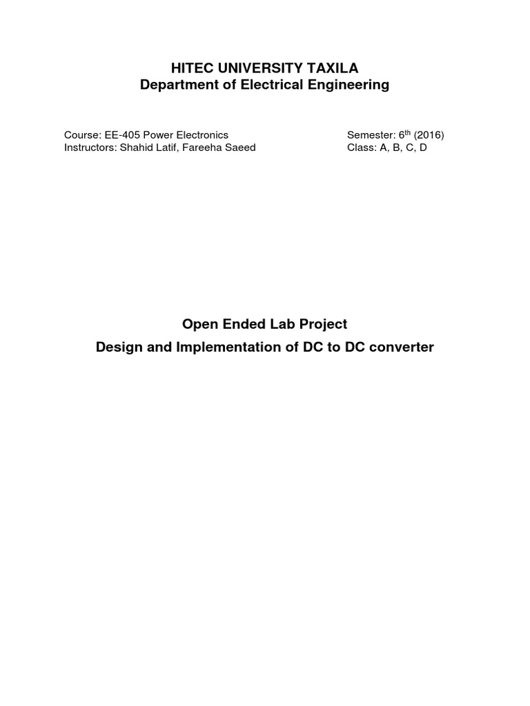 Open Ended Project Power Electronics PDF | PDF